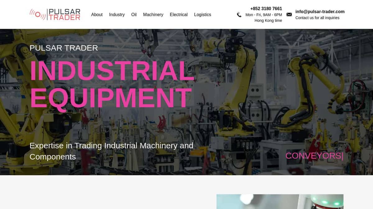 Industrial equipment trading - Trading house PULSAR TRADER