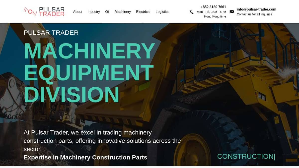 Machinery equipment trading - Trading house PULSAR TRADER
