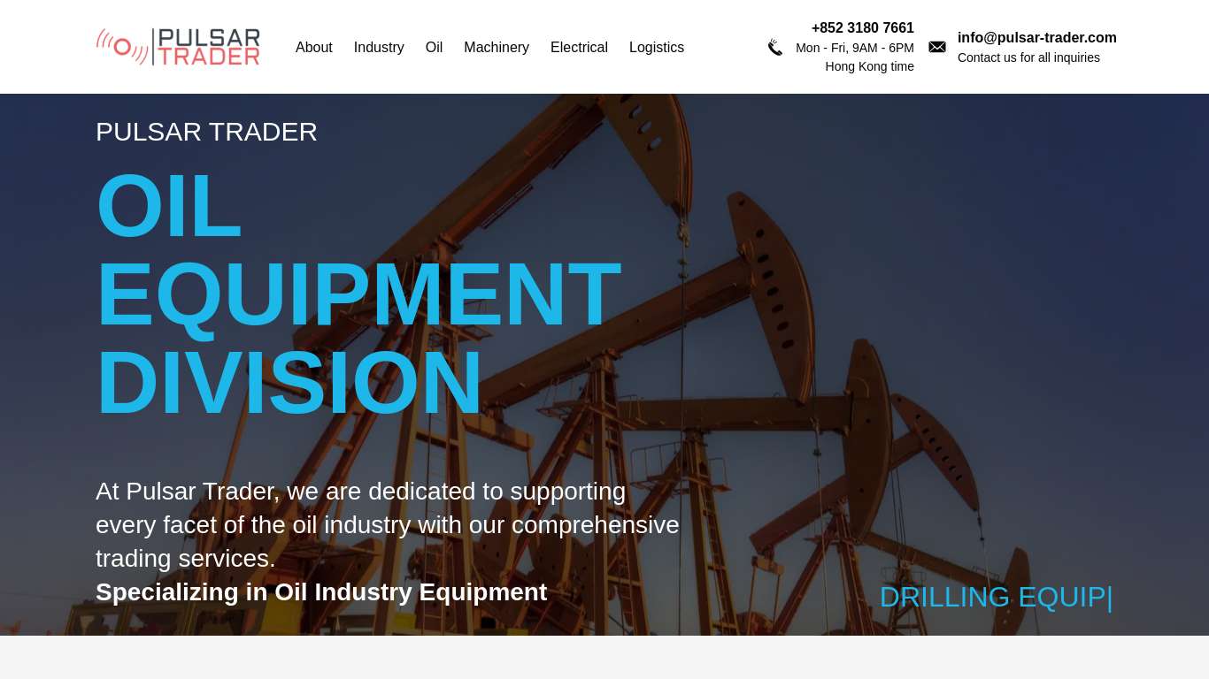Oil eqipment trading - Trading house PULSAR TRADER